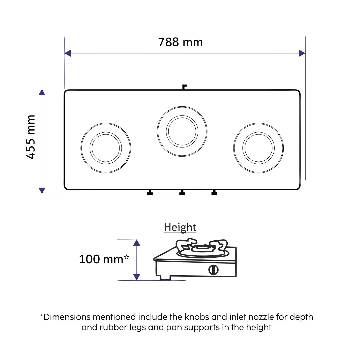Buy 3 Burner Ultra Slim Apricot Glass Gas Stove Online
