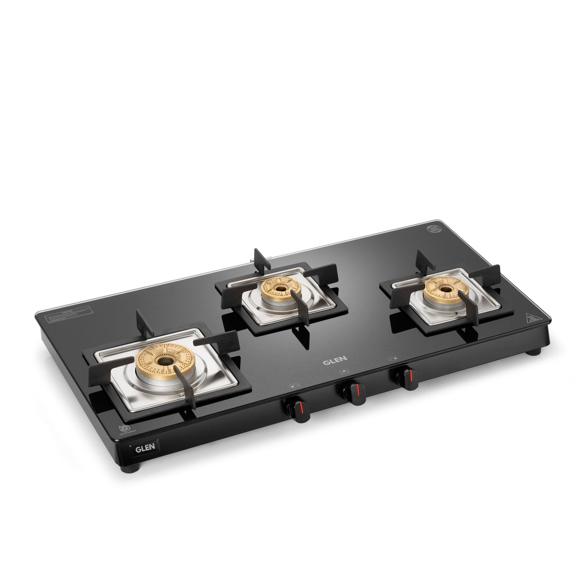 Buy 3 Burner Slim Glass Gas Stove with High Flame Forged Brass Burner