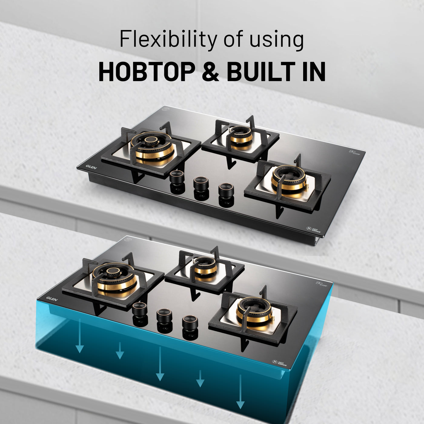 Buy 3-Burner Extra Large Glass Gas Hob Top Online at Best Prices