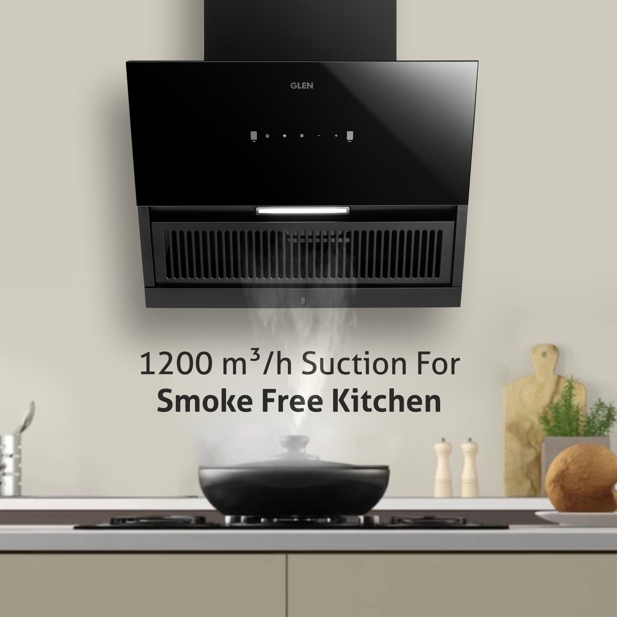 Buy Auto Clean Glass Filterless Chimney 1200 m3/h 60/90cm at Low Price