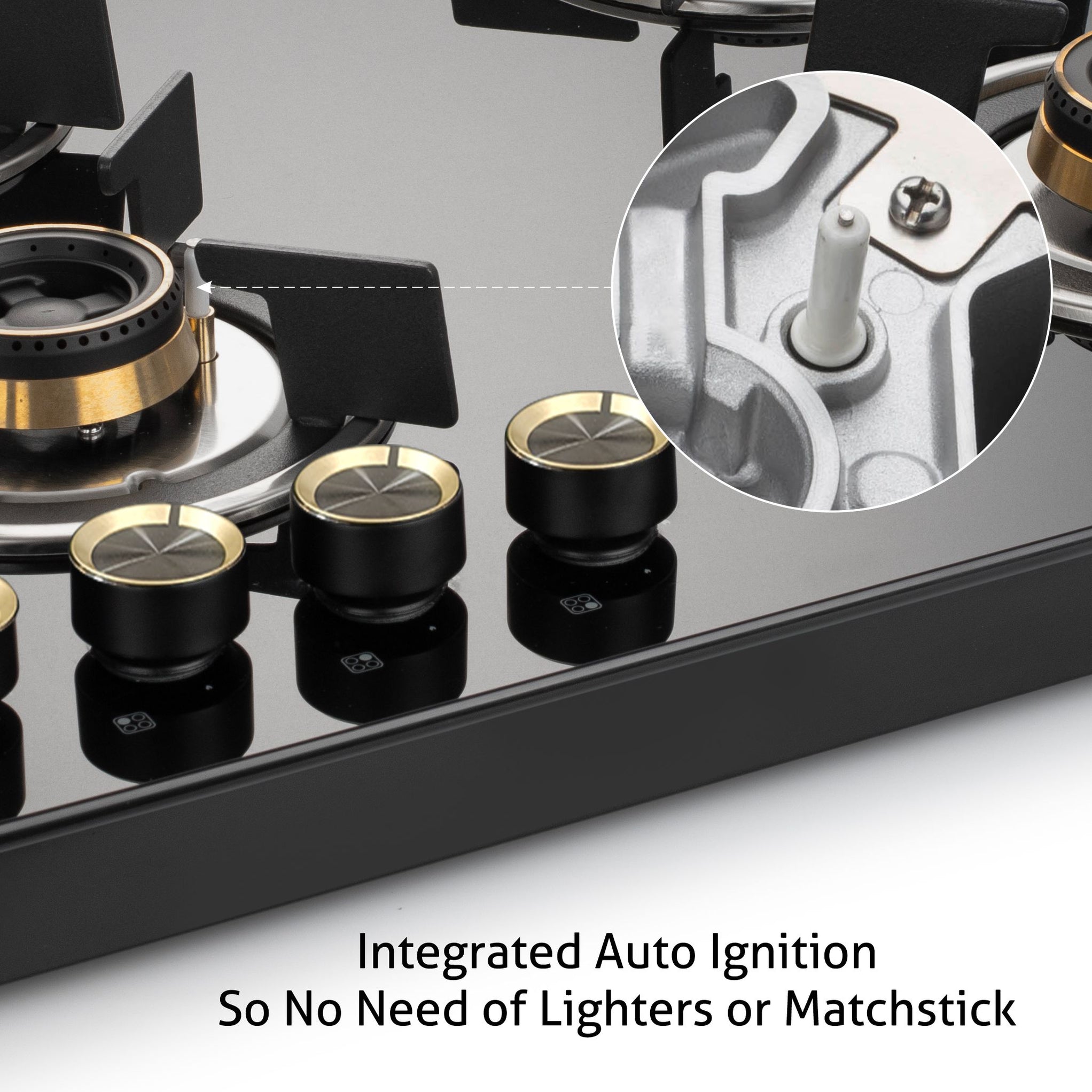 Buy 4 Burner Built in Glass Gas Hob with Auto Ignition Online | Glen