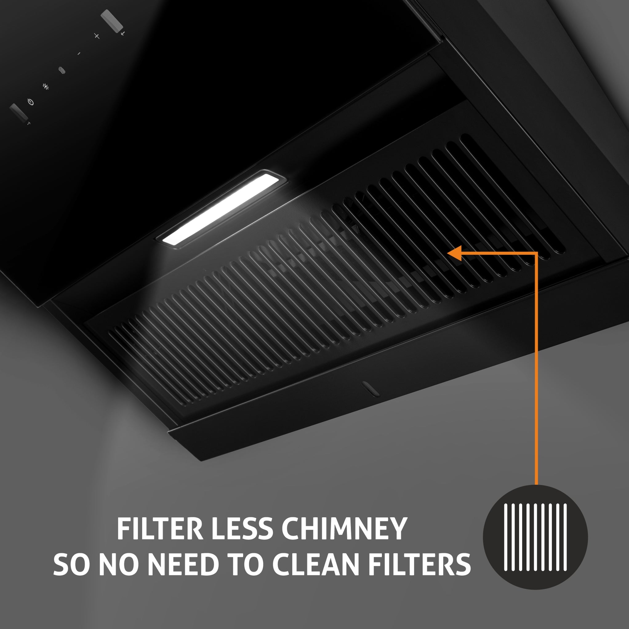 Buy Auto Clean Glass Filterless Chimney 1200 m3/h 60/90cm at Low Price