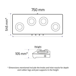 Buy Glen Glen 4-Burner Ultra Slim Glass Hob Online at Best Prices