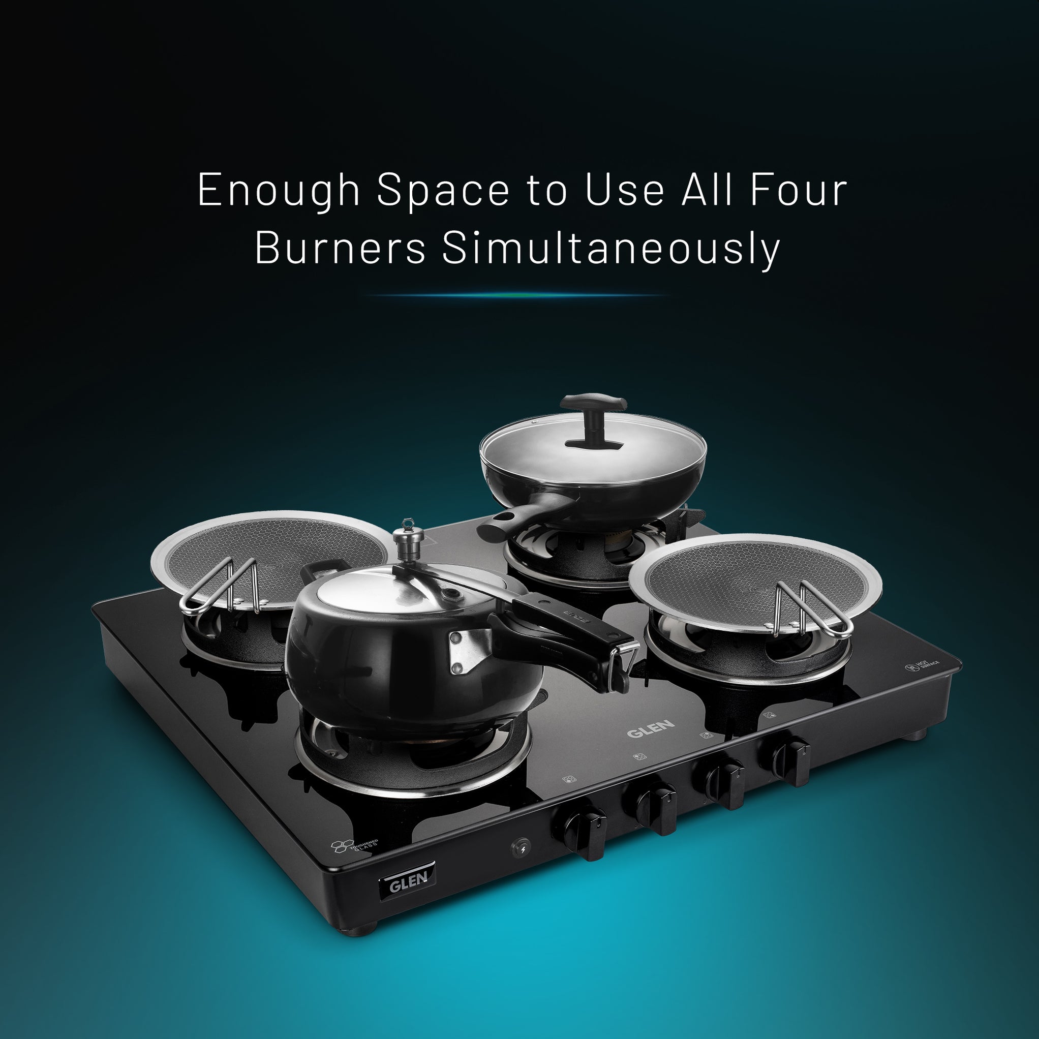 Buy Glen 4 Burner Glass Gas Stove 1042 GT CPS Online at Best Prices ...