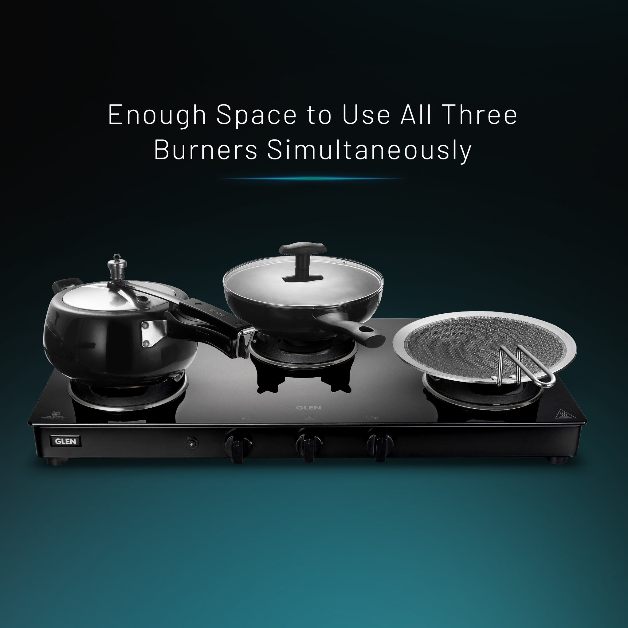 Buy Glen 3 Burner Glass Gas Stove 1038 GT CPS Online at Best Prices ...