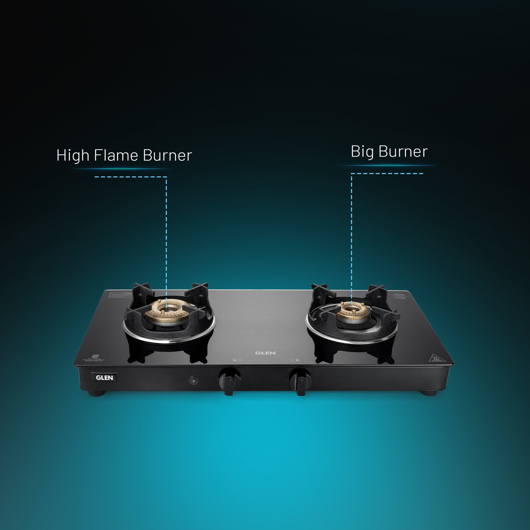 Buy Glen 2 Burner Glass Gas Stove 1022 GT Online at Best Prices — Glen Appliances Pvt. Ltd