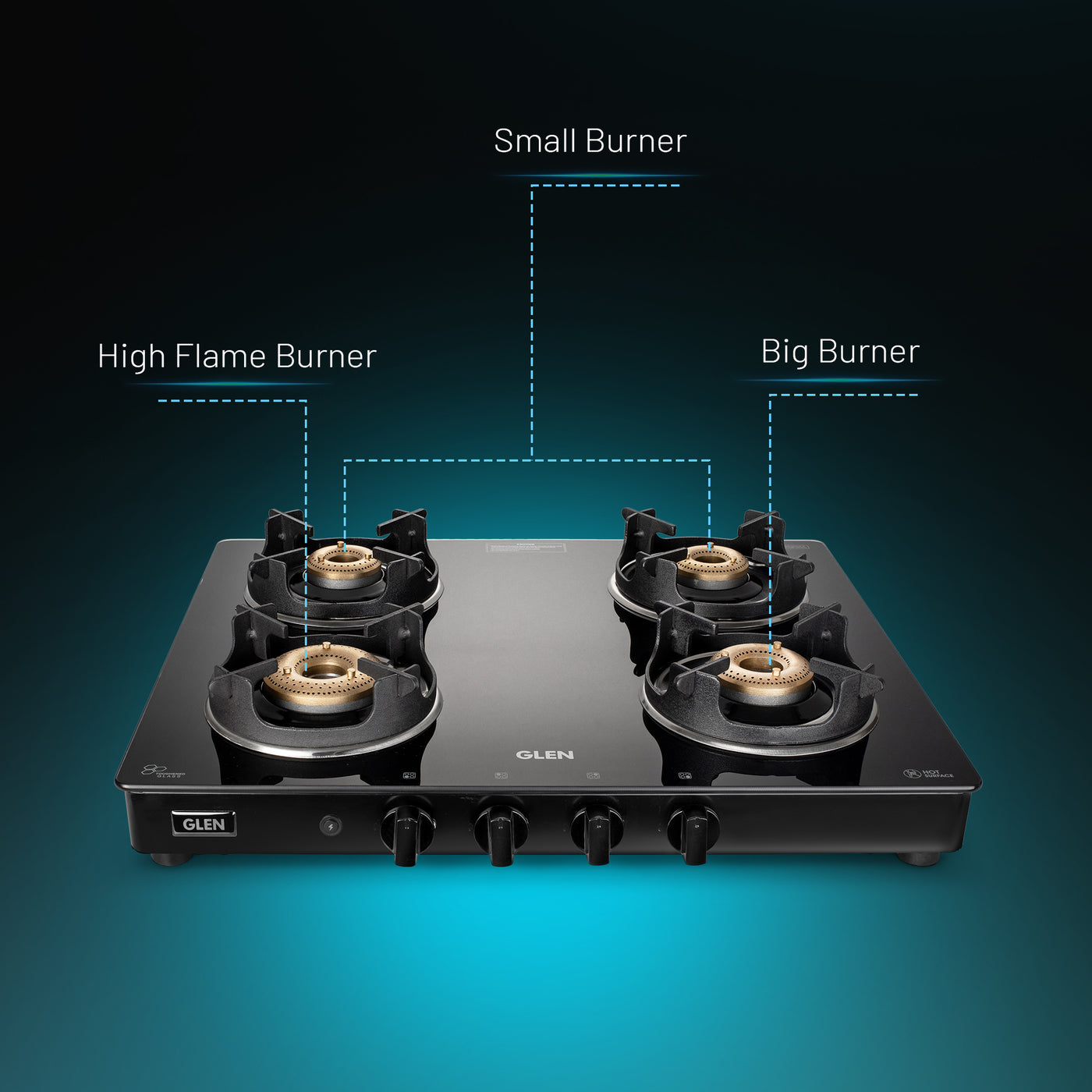 Buy Glen 4 Burner Glass Gas Stove 1042 GT CPS Online at Best Prices — Glen Appliances Pvt. Ltd