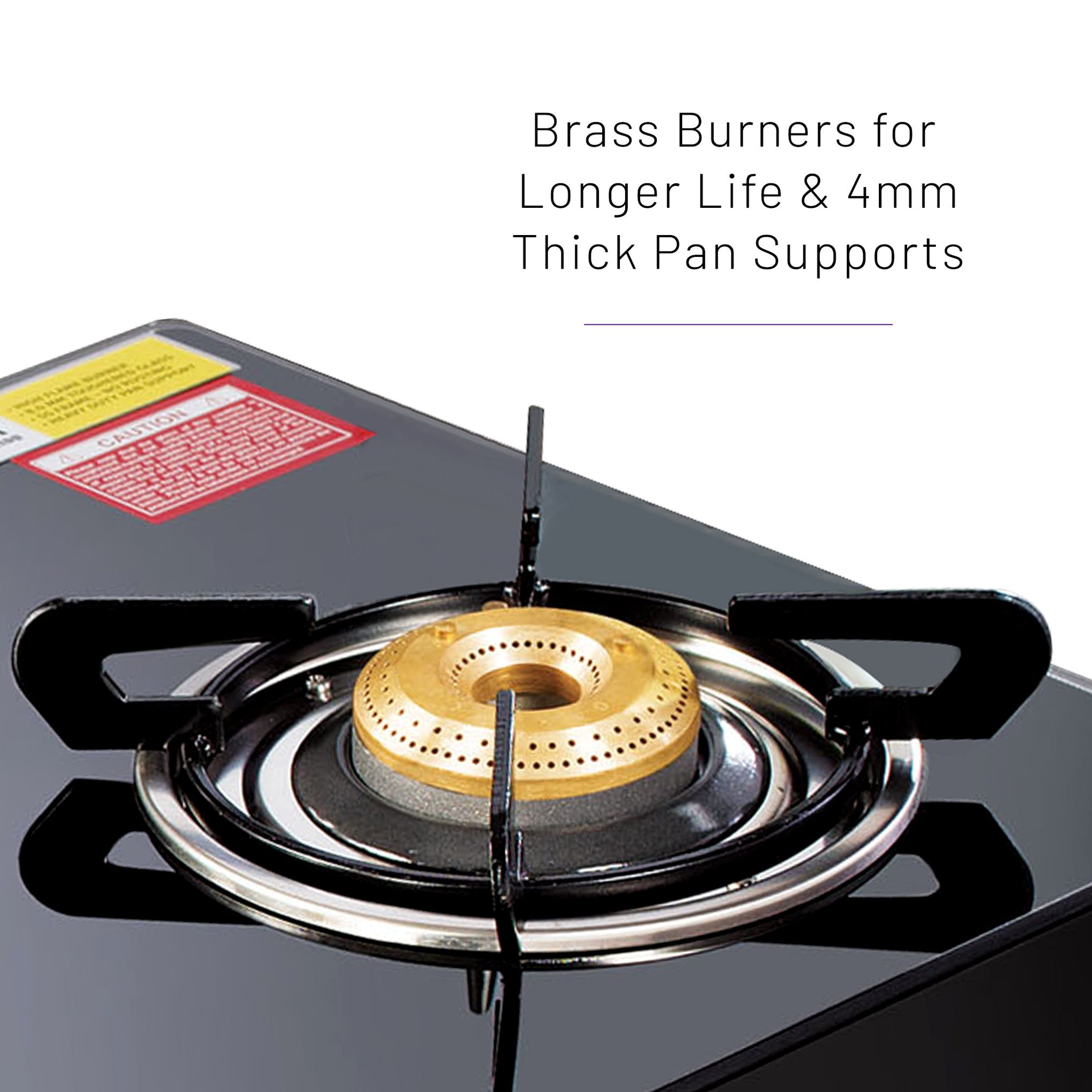 Buy 3 Burner Glass Gas Stove with High Flame Brass Burner