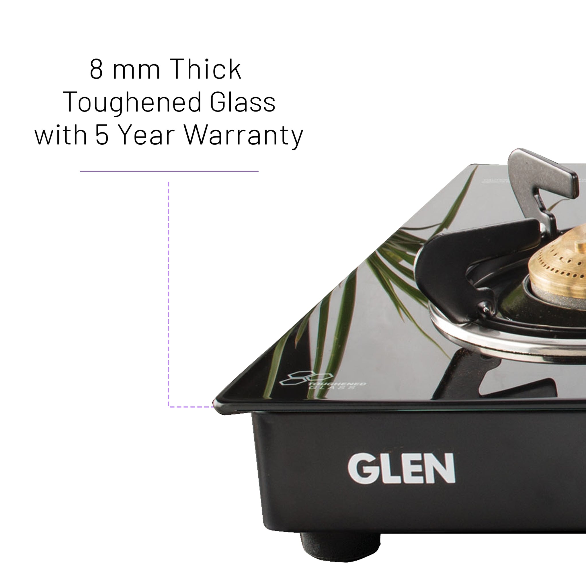 Buy 3 Burner Glass Gas Stove with High Flame Brass Burner