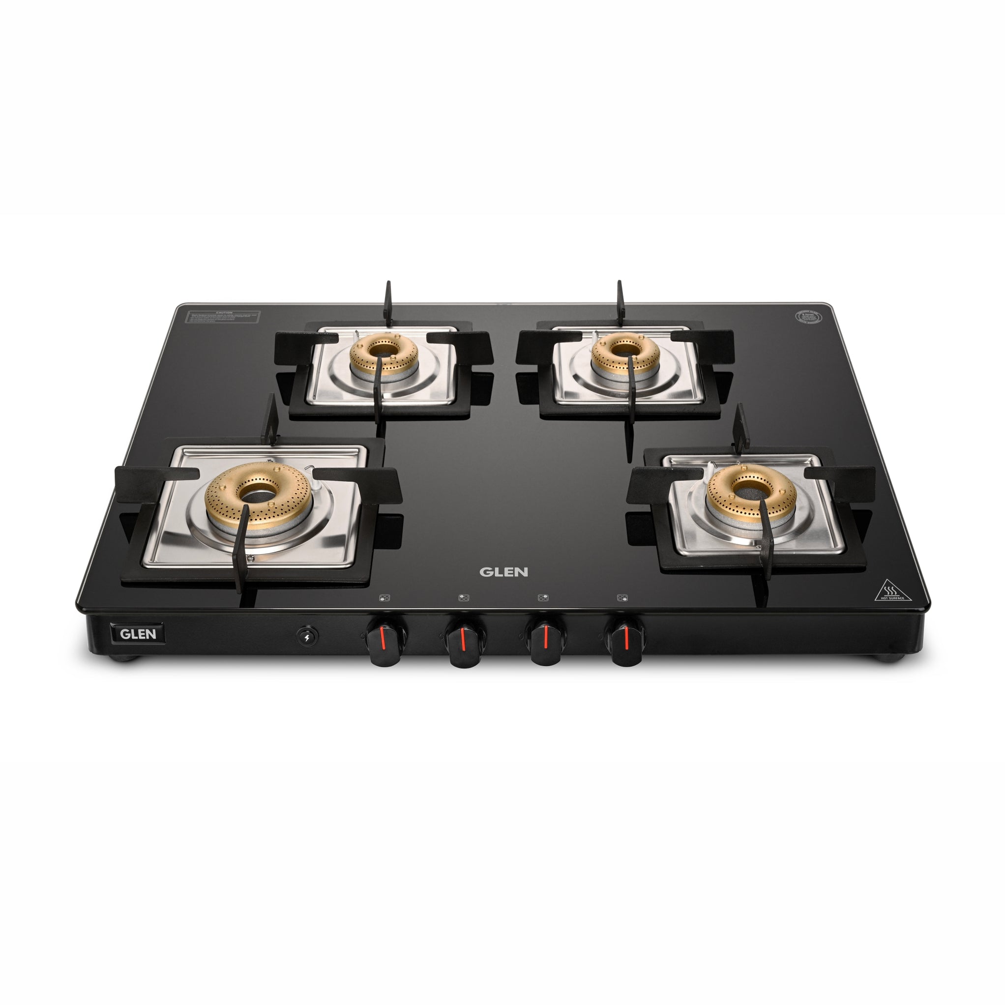 Buy 4 Burner Ultra Slim Glass Gas Stove 1 High Flame 3 Forged Brass ...