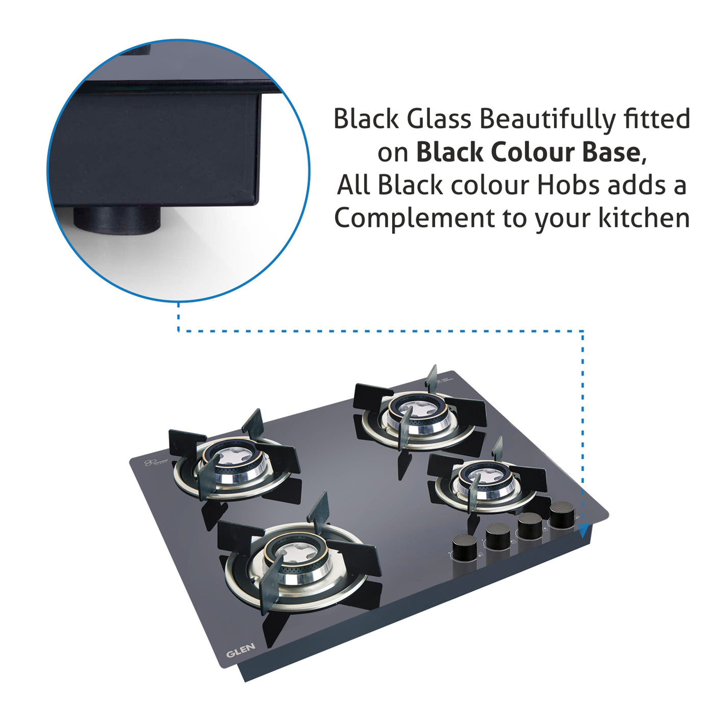 Buy 4 Burner Built in Glass Gas Hob with Auto Ignition Online