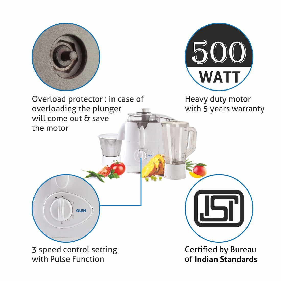 Buy Glen Juicer Mixer Grinder 4011 with Pulp Remover (2 Jar)