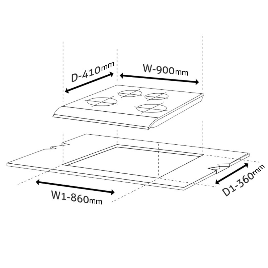 Buy Glen 4 Burner Built-in Hob 1094 SQ | Double Brass Burners